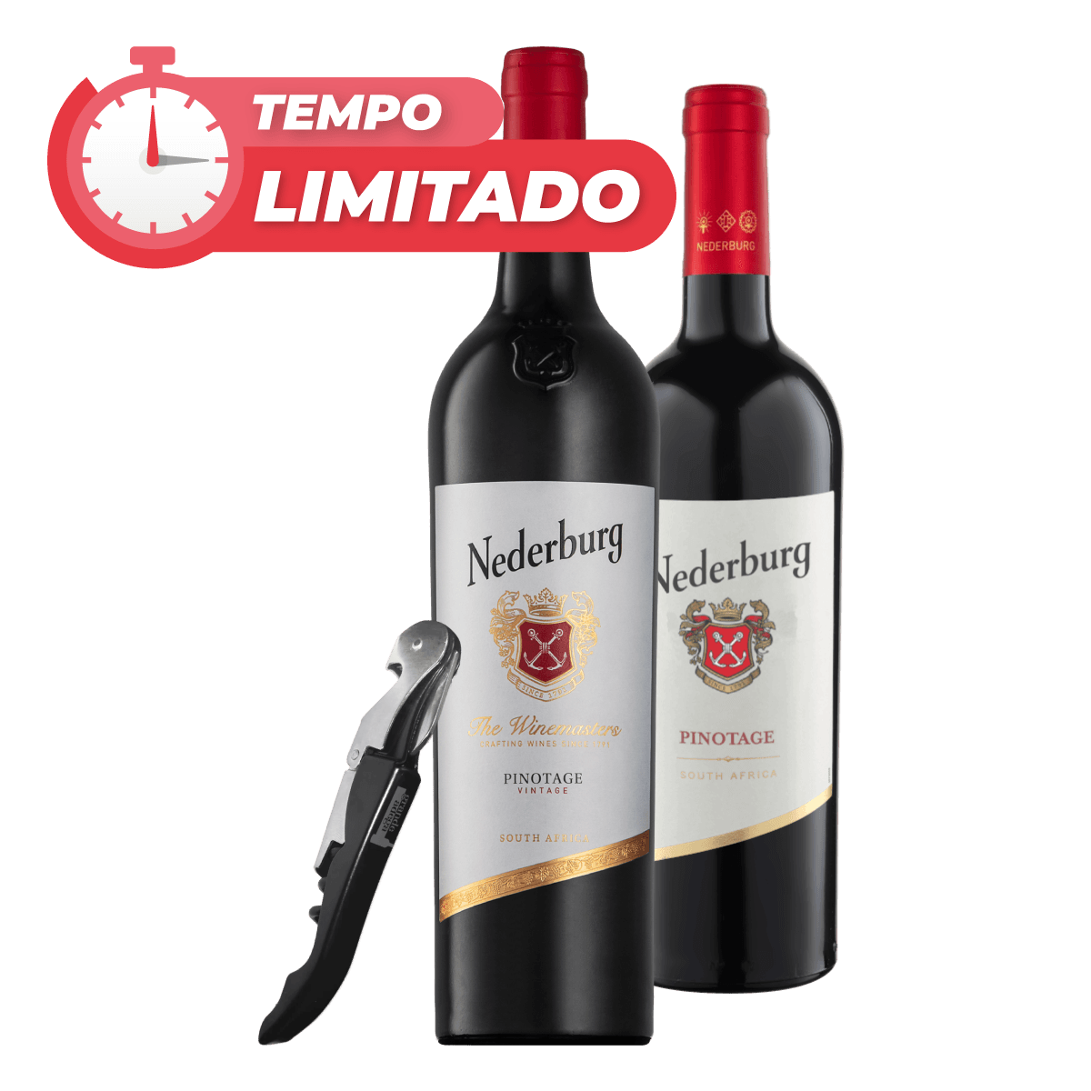 Kit 2 Vinhos Pinotage + Saca-Rolhas Grátis
